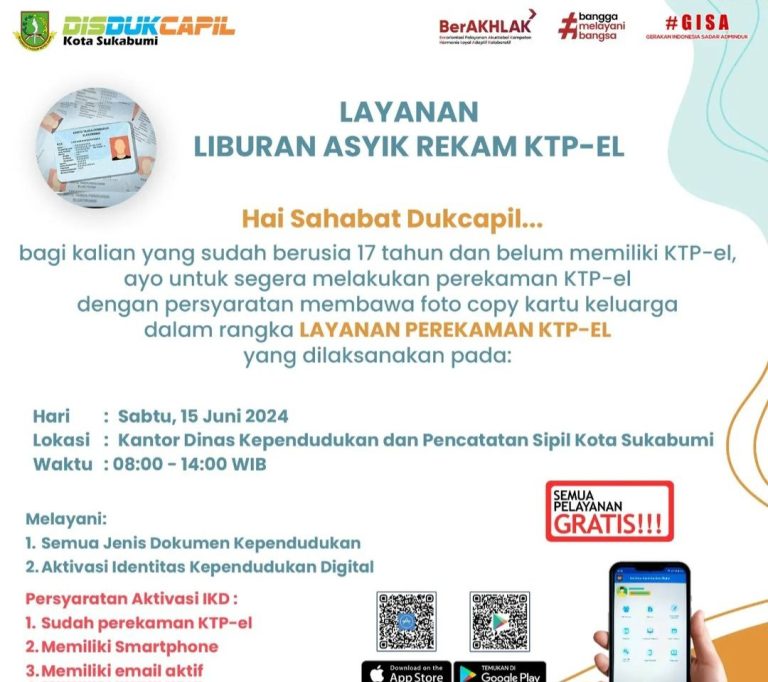 Libur Panjang Idul Adha, Disdukcapil Sukabumi Gencarkan Liburan Asyik Rekam KTP-El - Kabarindah.com